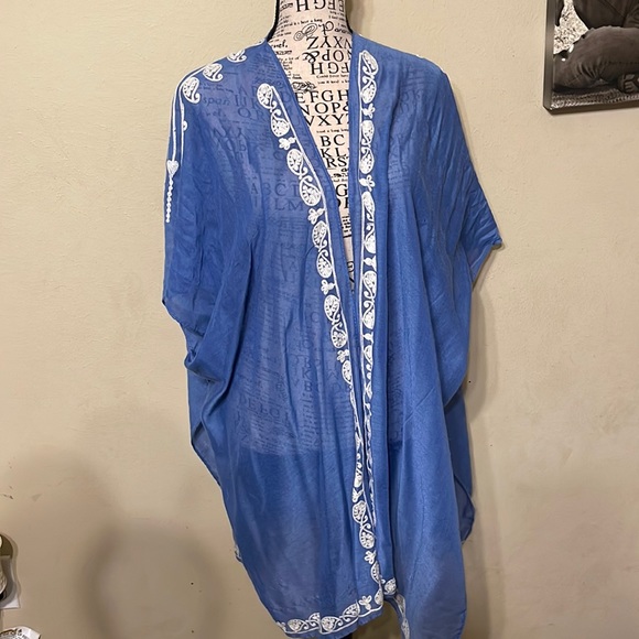 Shyanne | Sweaters | Shyanne Sheer Wrap Light Blue Os | Poshmark